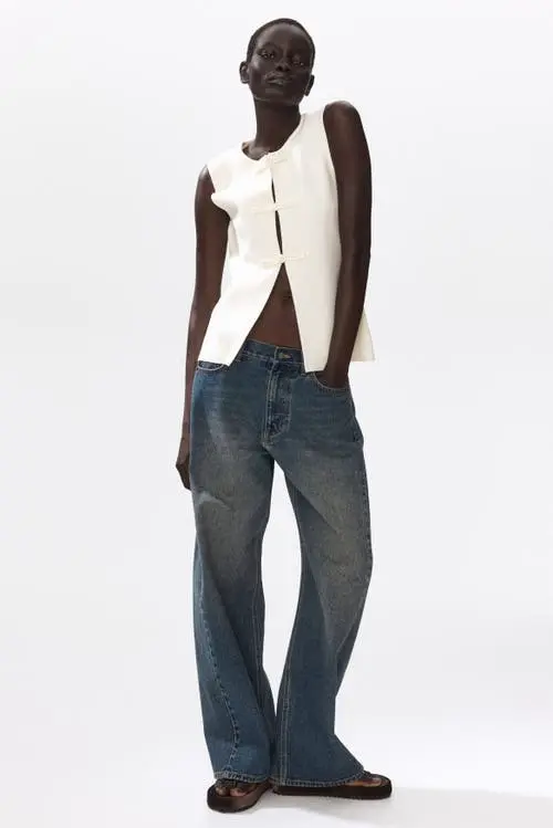 H&m Sleeveless Button-front Top