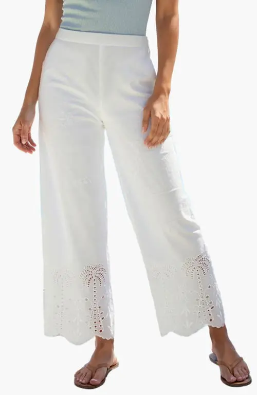LASCANA Palm Eyelet Wide Leg Pants - White