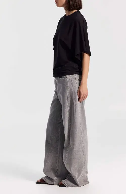 Ronen Chen Short-sleeve Batwing Knit Top - Black