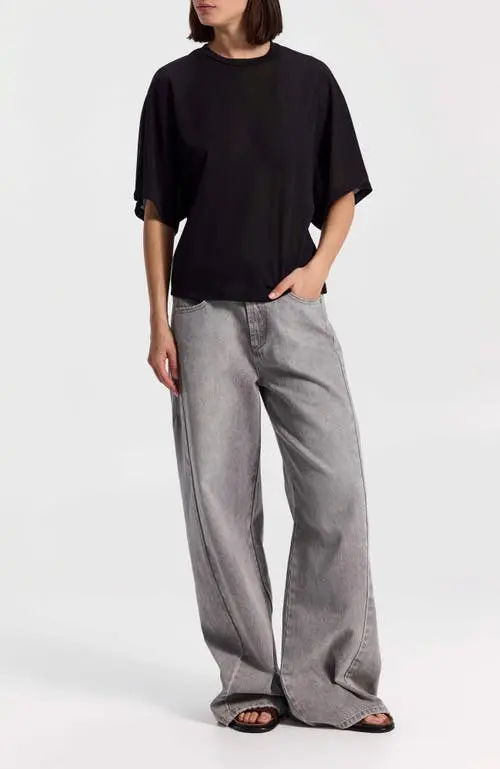 Ronen Chen Short-sleeve Batwing Knit Top - Black