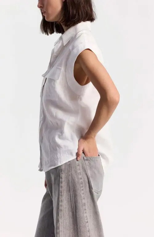 Ronen Chen Short Sleeve Linen Shirt With Pockets