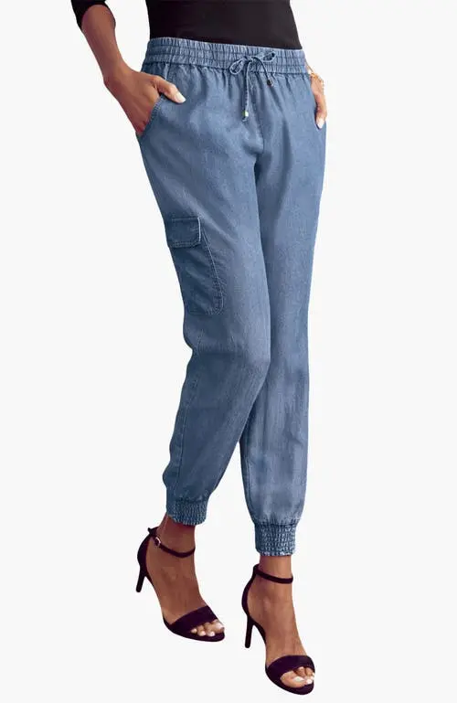 LASCANA Cargo Jogger Pants With Drawstring Waistband - Denim