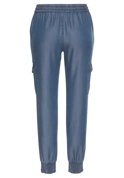 LASCANA Cargo Jogger Pants With Drawstring Waist - Denim