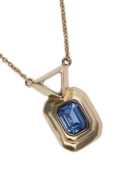 UNODE50 Plated Pendant Necklace With Blue Crystal