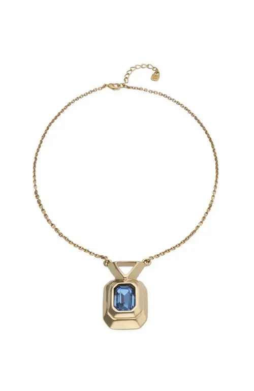 UNODE50 Plated Pendant Necklace With Blue Crystal