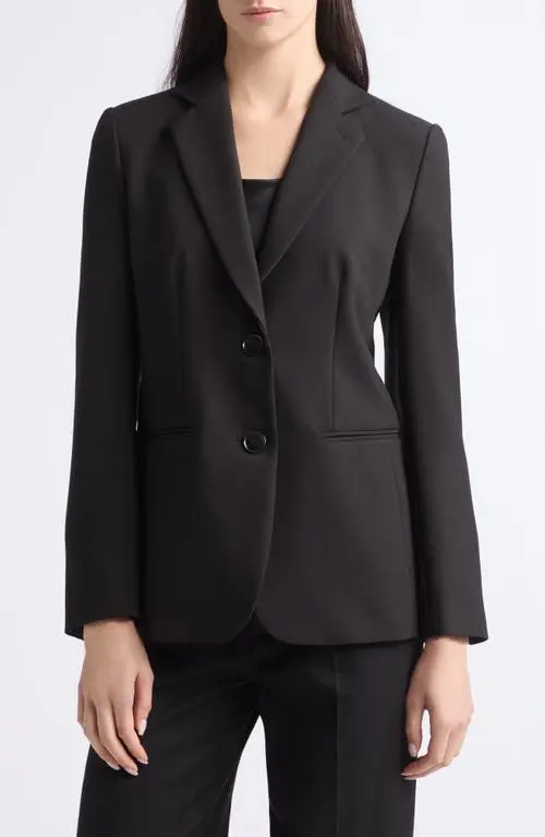 Emporio Armani Black Cady Stretch Crepe Blazer - Solid Black
