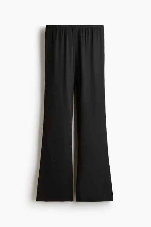 H&M Flared Satin Trousers - Black