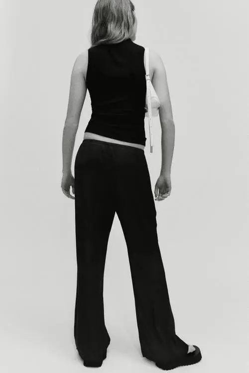 H&M Flared Satin Trousers - Black