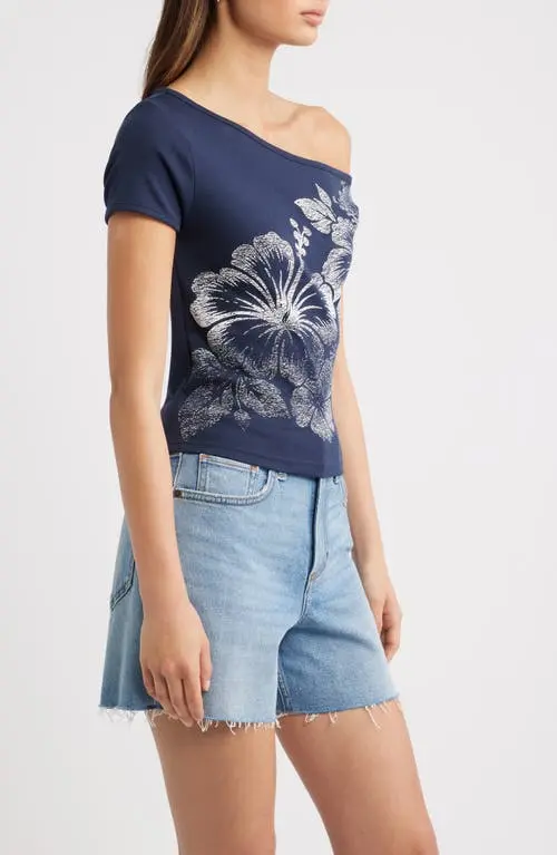 PACSUN Hibiscus Off The Shoulder Graphic Top