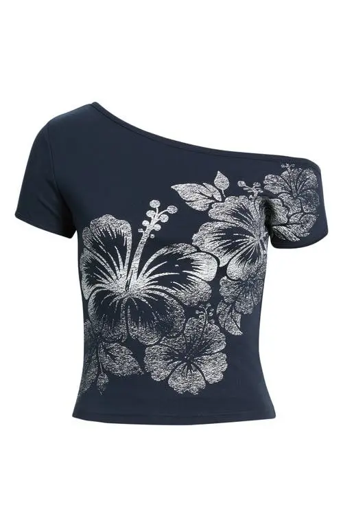 PACSUN Hibiscus Off The Shoulder Graphic Top