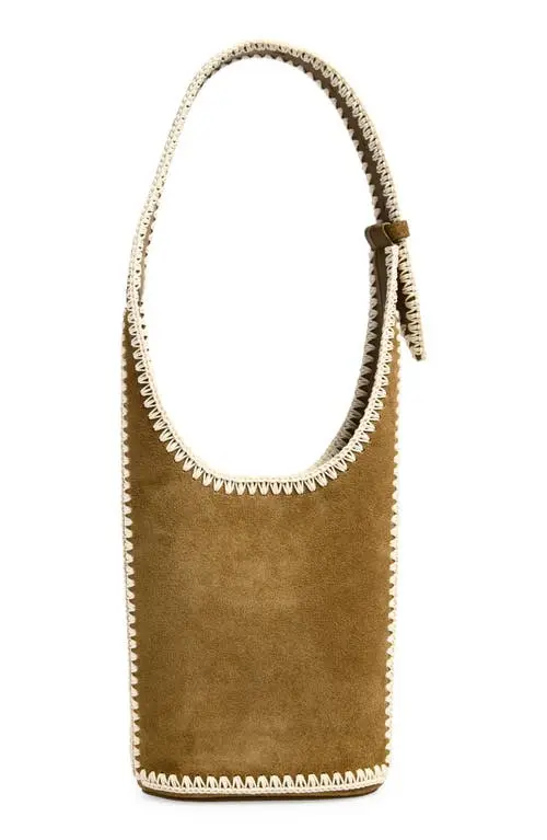 Veronica Beard Suede Shoulder Bag With Whipstitch Trim - Acorn Multi