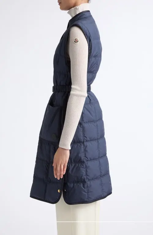 Moncler Cygnette Long Quilted Down Vest - Blue