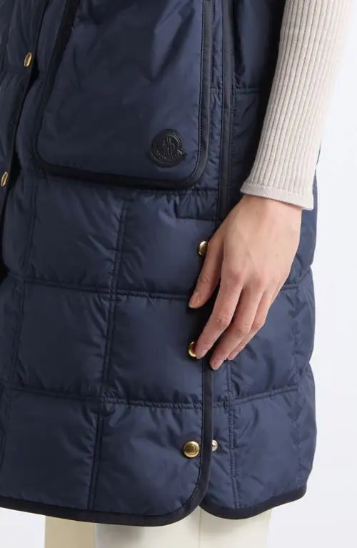 Moncler Cygnette Long Quilted Down Vest - Blue