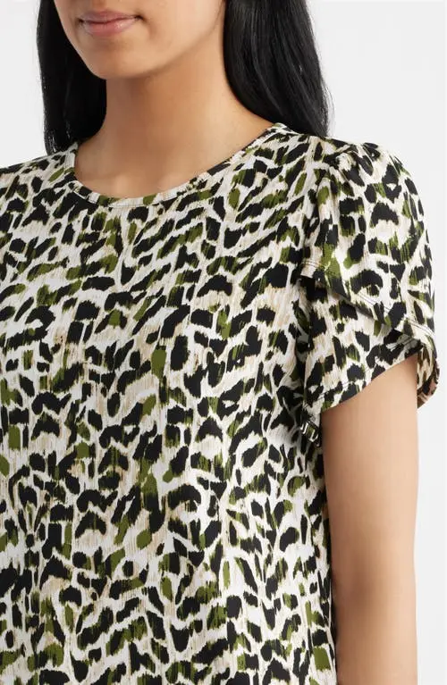 Anne Klein Animal Spot Tulip Sleeve Top