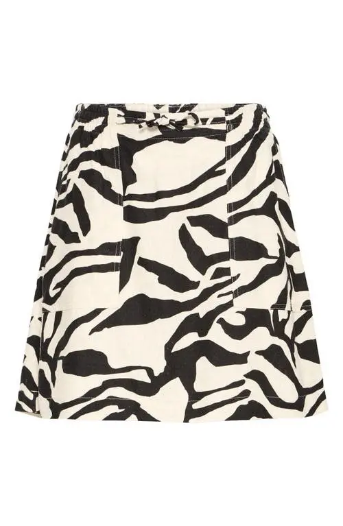 ICHI Printed Linen Blend Skirt