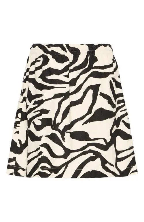 ICHI Printed Linen Blend Skirt