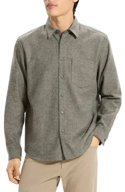 Theory Weekend Brushed Cotton Twill Button-up Shirt - Duffle Multi
