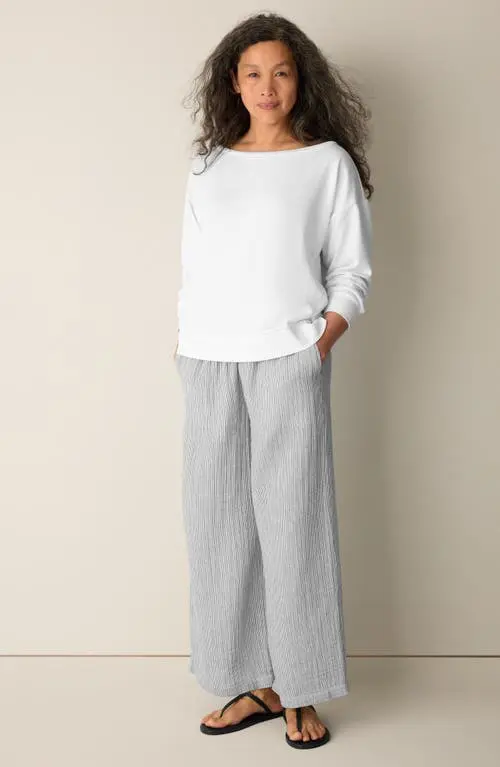 Eileen Fisher Organic Cotton Bateau Neck Sweatshirt - White