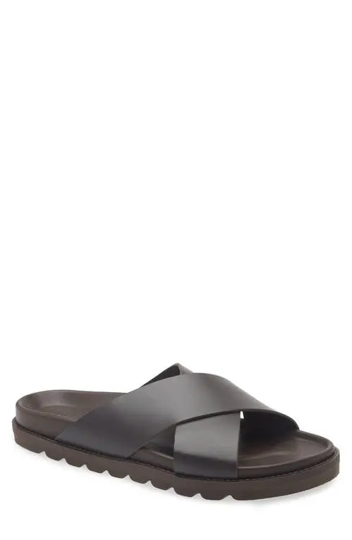 Gentle Souls Braga Cross Strap Slide Sandal - Brown