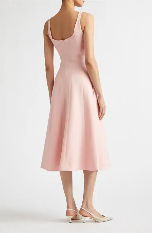 EMILIA WICKSTEAD Collins Gathered Wool Crepe A-line Midi Dress - Light Pink
