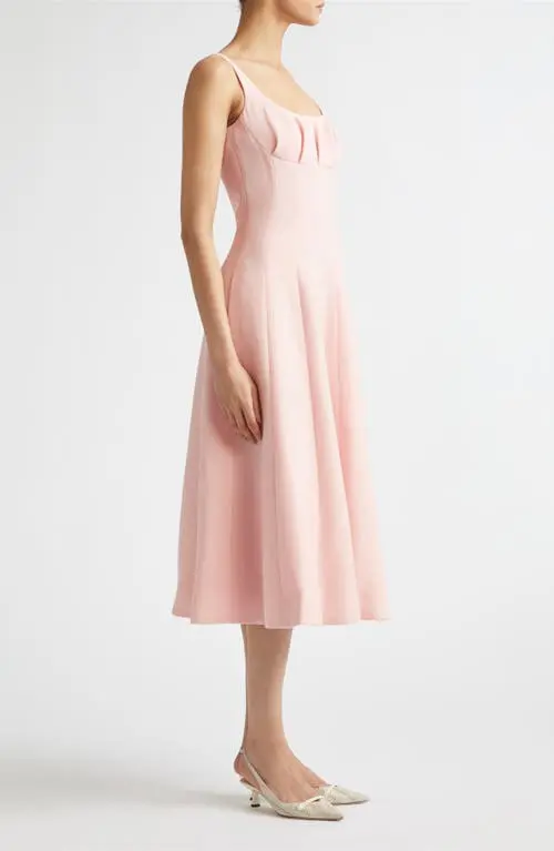 EMILIA WICKSTEAD Collins Gathered Wool Crepe A-line Midi Dress - Light Pink