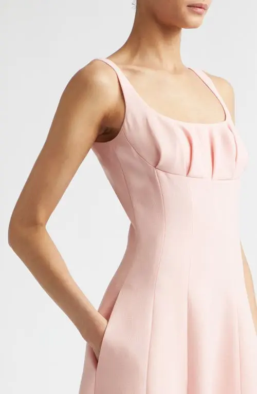 EMILIA WICKSTEAD Collins Gathered Wool Crepe A-line Midi Dress - Light Pink