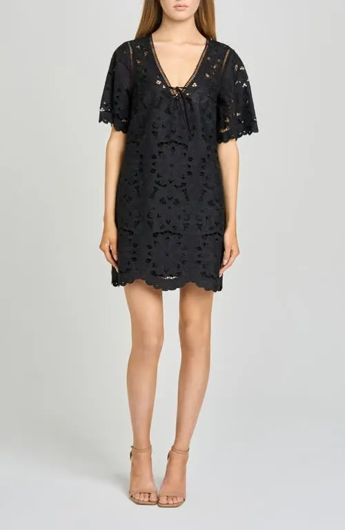 WAYF Kenzie Embroidered Minidress - Black
