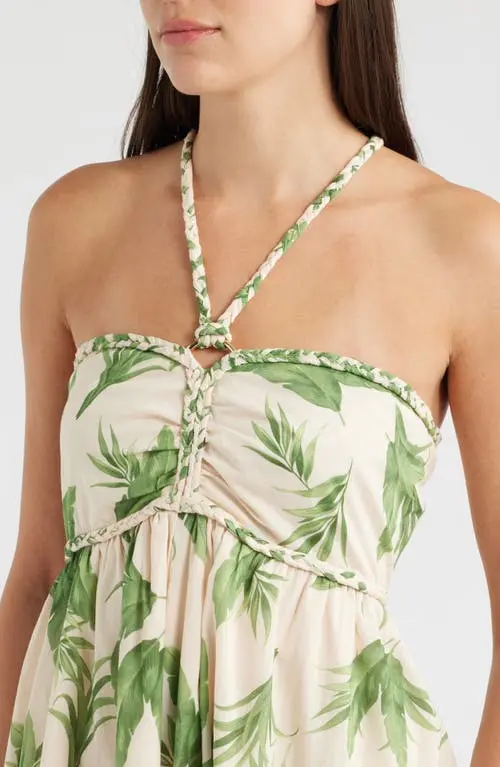 Parker Ruched Halter Neck Cotton Maxi Sundress