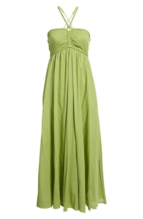 Parker Ruched Halter Neck Cotton Maxi Sundress