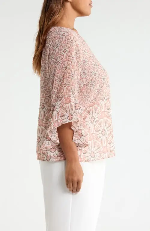 KASPER Printed Ruffle Sleeve Top