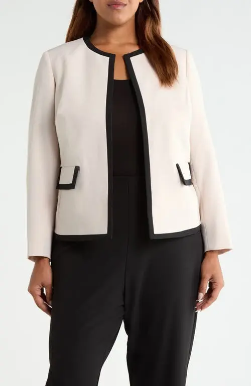 KASPER Framed Open Front Stretch Crepe Jacket