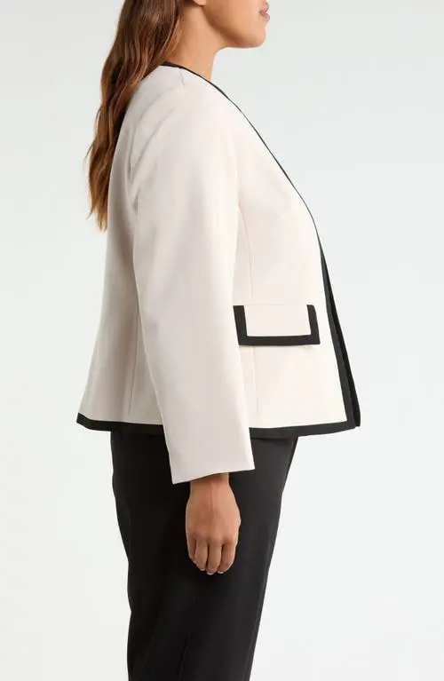 KASPER Framed Open Front Stretch Crepe Jacket