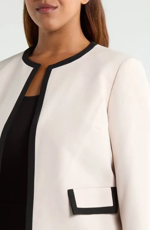 KASPER Framed Open Front Stretch Crepe Jacket