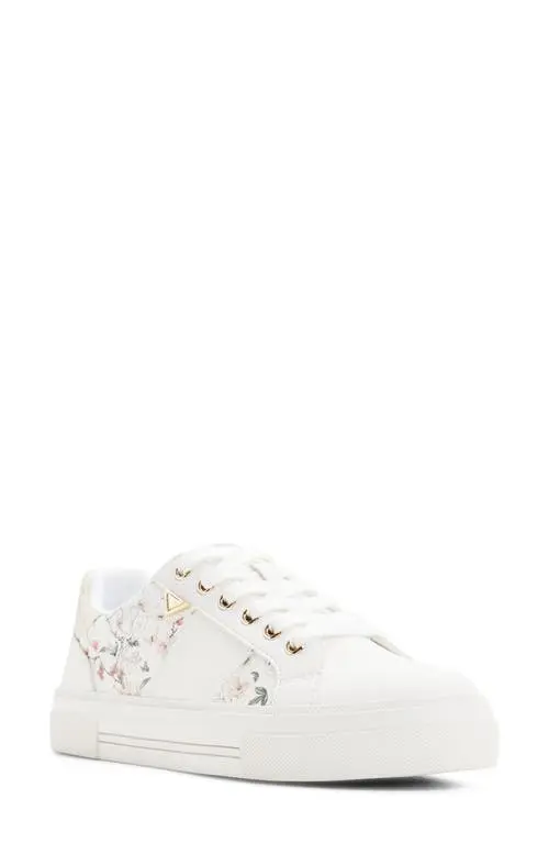 Aldo Sadie Platform Sneaker With Floral Accents - White Multi