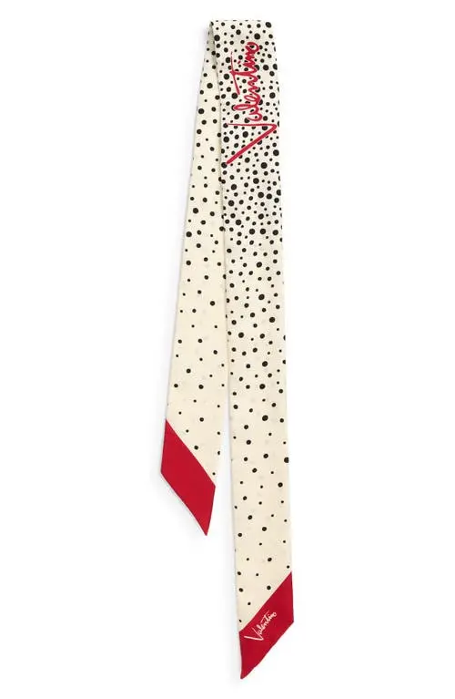 Valentino Garavani Little Stars Print Silk Skinny Scarf - Vanilla