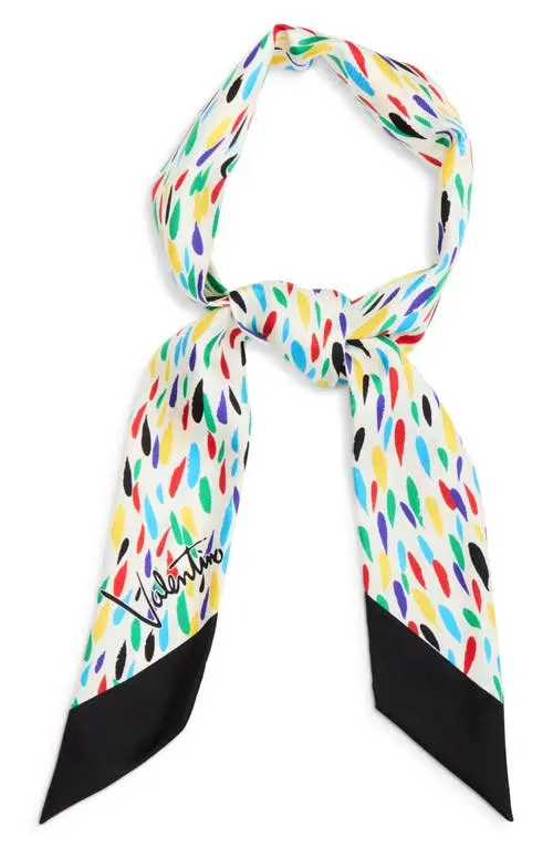 Valentino Garavani Little Stars Print Silk Skinny Scarf - White Multi