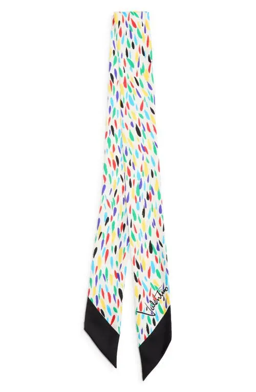 Valentino Garavani Little Stars Print Silk Skinny Scarf - White Multi
