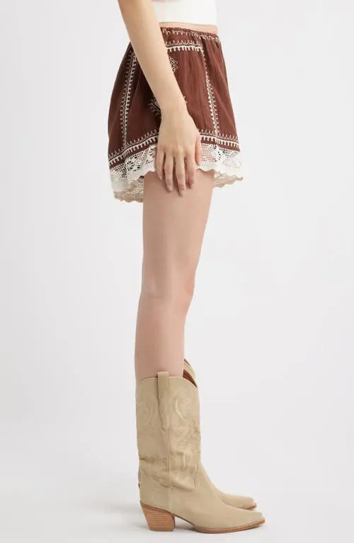 The Great. Sparrow Shorts With Embroidery And Lace Trim