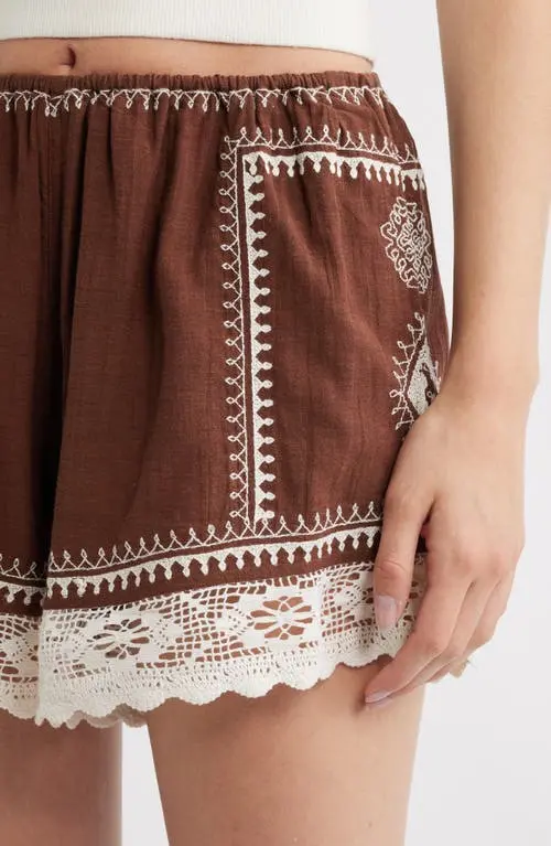 The Great. Sparrow Shorts With Embroidery And Lace Trim