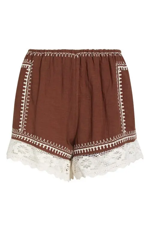 The Great. Sparrow Shorts With Embroidery And Lace Trim