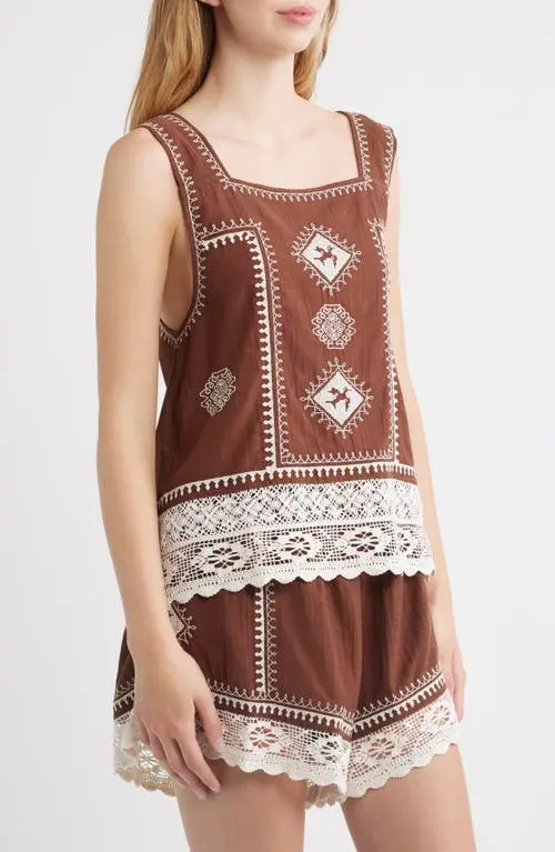 The Great. The Sparrow Embroidered Square Neck Tank Top