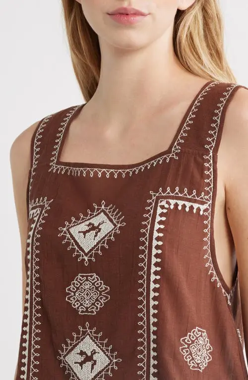 The Great. The Sparrow Embroidered Square Neck Tank Top