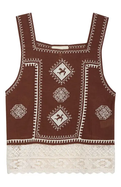 The Great. The Sparrow Embroidered Square Neck Tank Top