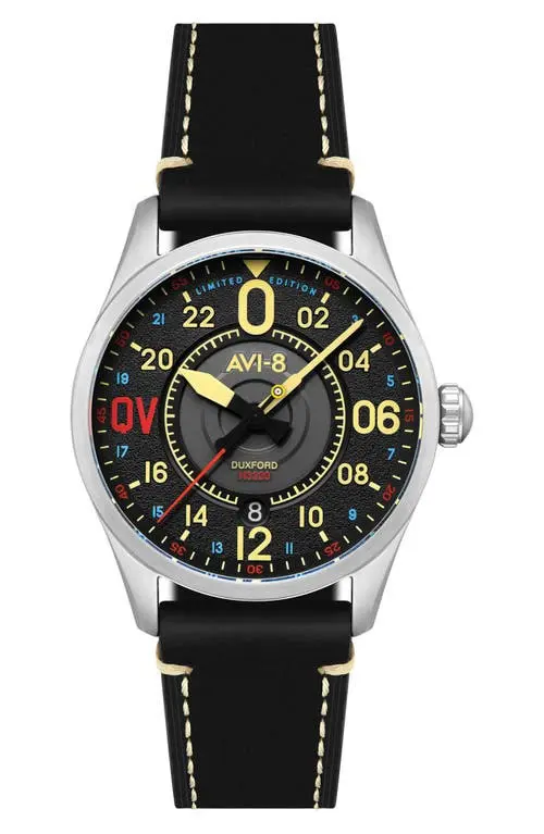AVI-8 X Imperial War Museums Spitfire N3200 Automatic Leather Strap Watch
