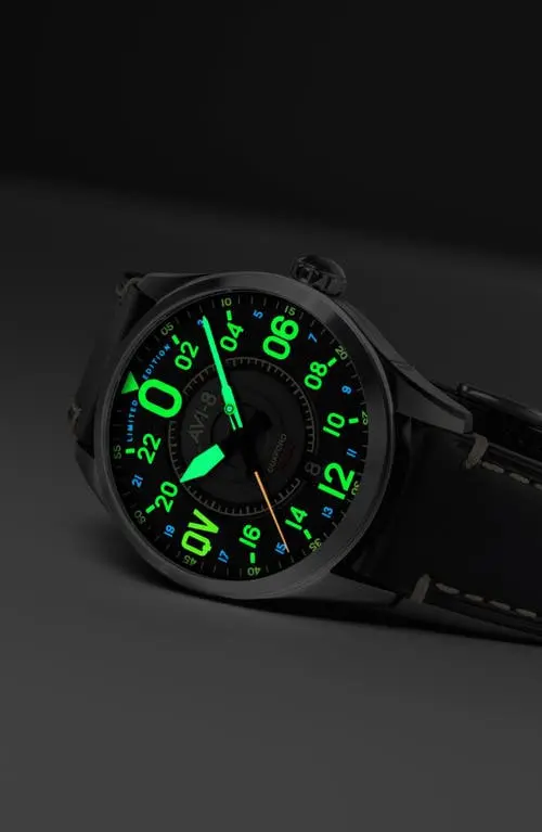 AVI-8 X Imperial War Museums Spitfire N3200 Automatic Leather Strap Watch