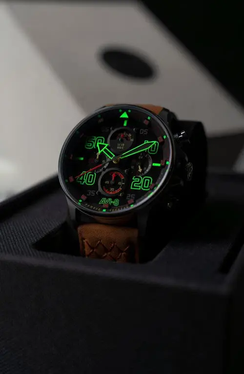 AVI-8 Hawker Typhoon Coningham Baldwin Chronograph Leather Strap Watch - Black