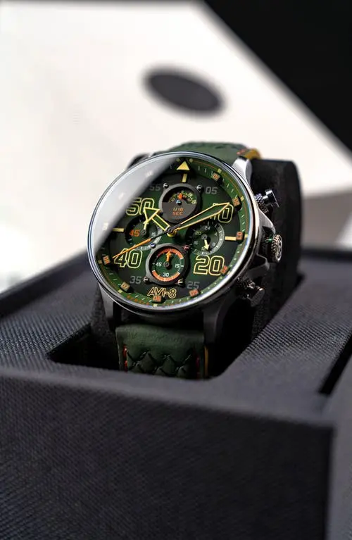 AVI-8 Hawker Typhoon Coningham Harding Chronograph Leather Strap Watch