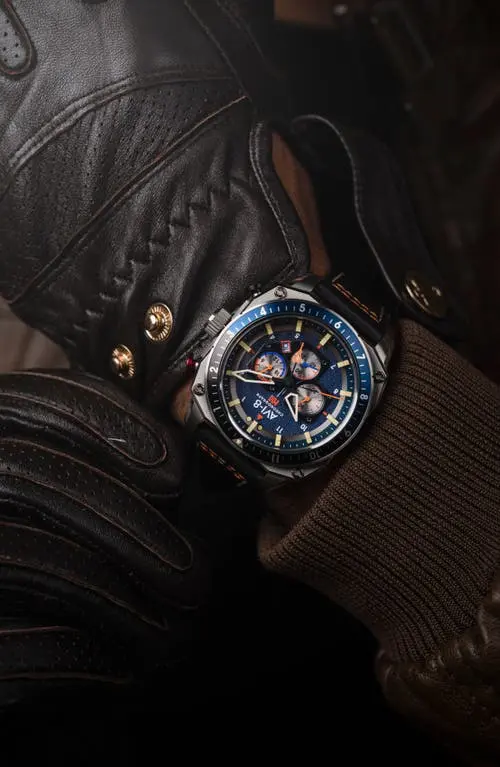AVI-8 Hawker Hunter Atlas Dual Time Chronograph Leather Strap Watch