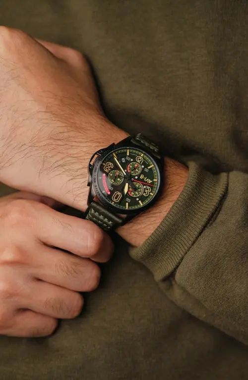 AVI-8 P-51 Mustang Blakeslee Chronograph Leather Strap Watch