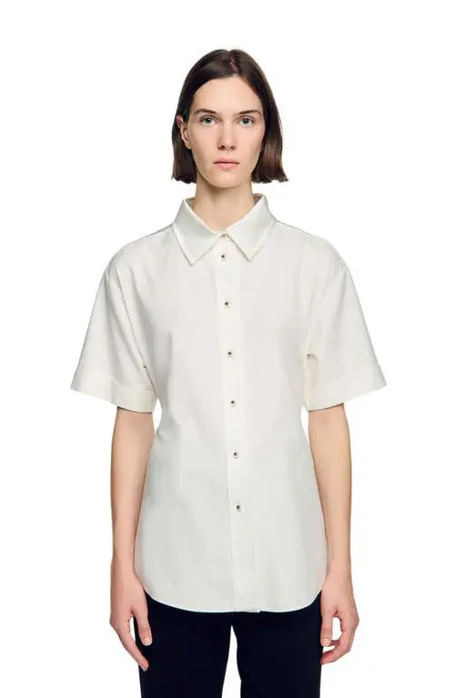 Sandro Pleated Back Shirt - Ecru